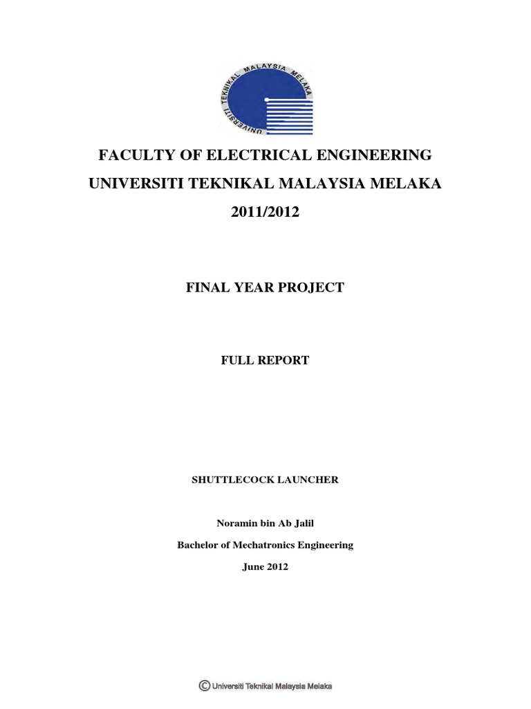 Shuttlecock Launcher Project Report | PDF | Mechanical Engineering | Nature