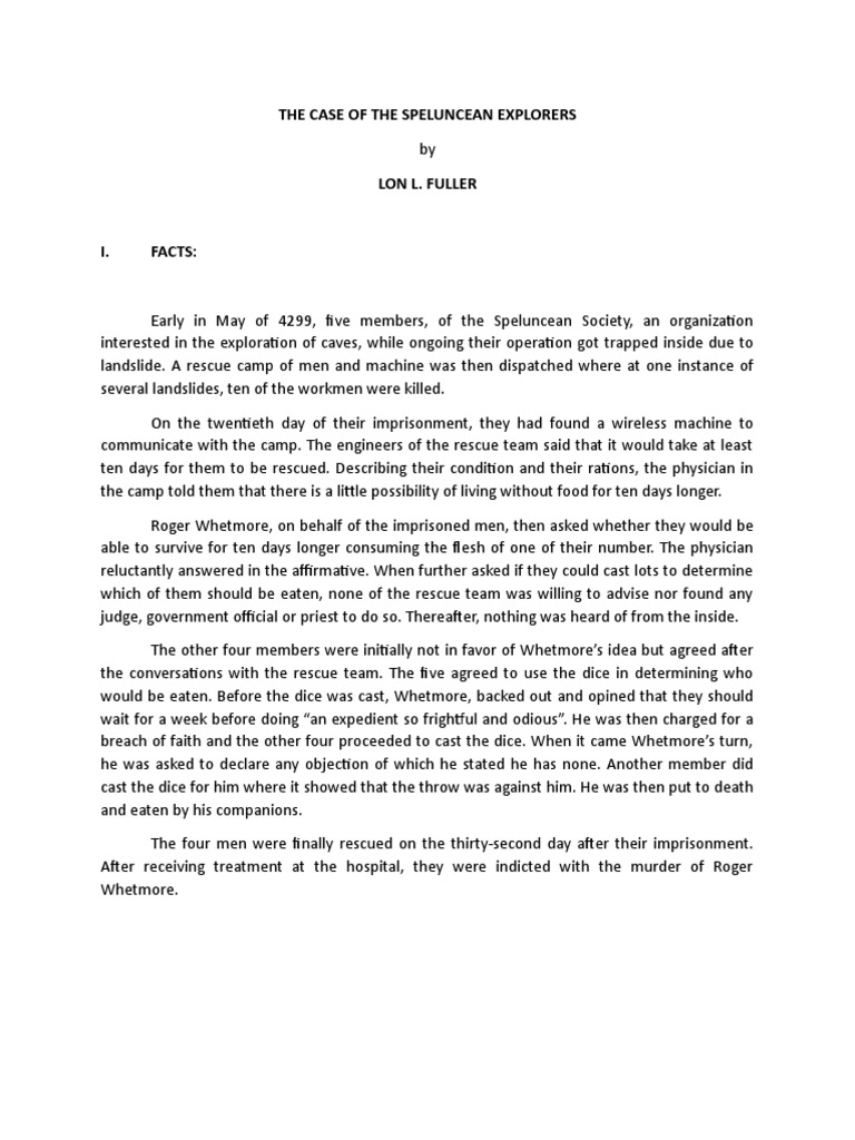 The Case of The Speluncean Explorers | PDF | Murder | Jurisprudence