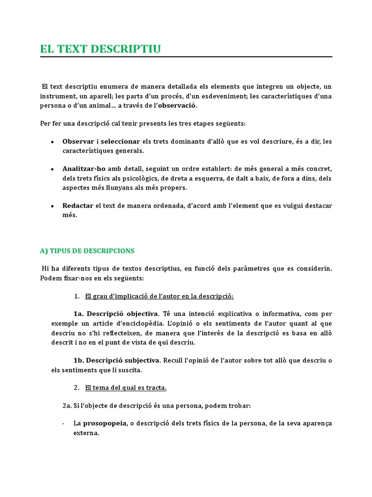 El Text Descriptiu - TG | PDF
