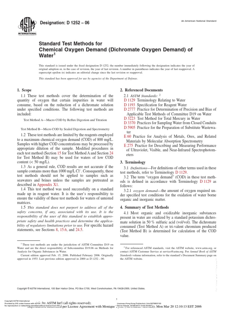 Astm Cod d1252 | PDF | Chemical Compounds | Materials