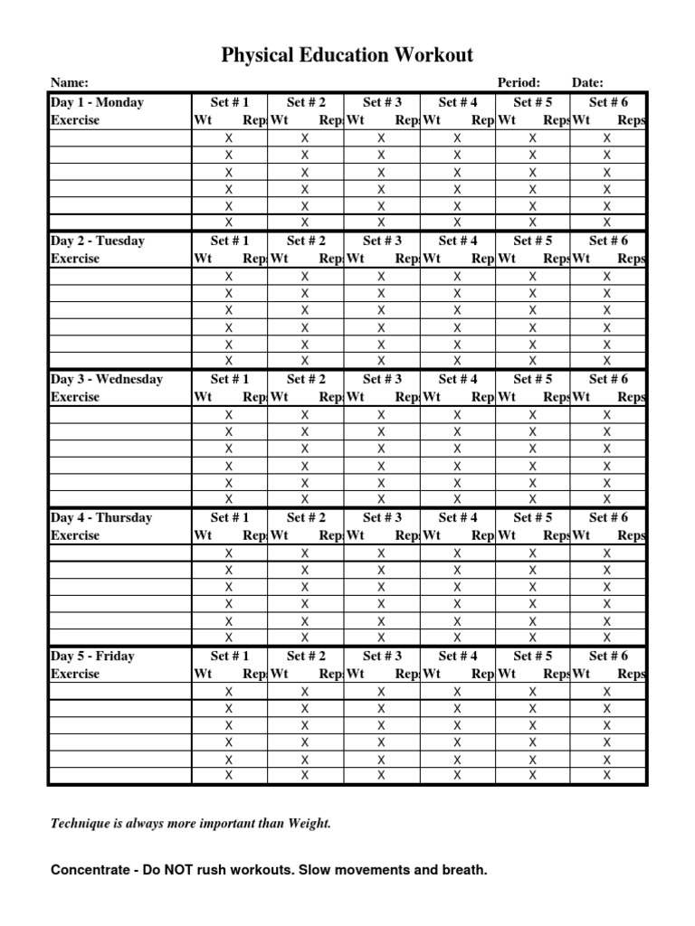 PE Workout Template | PDF | Physical Education | Prevention