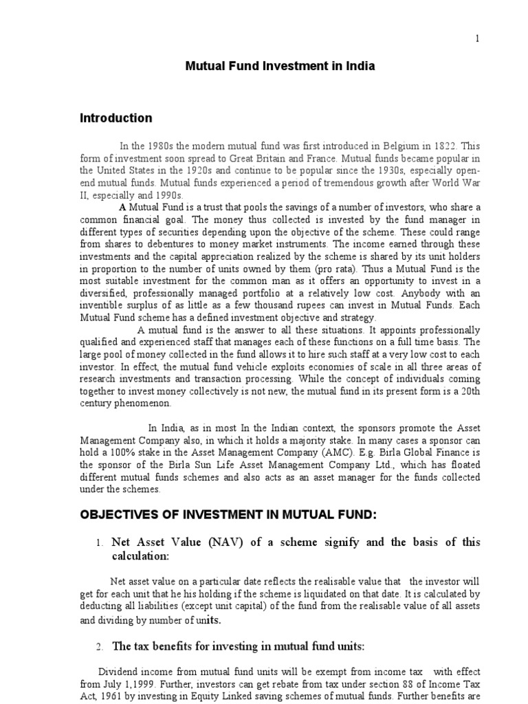 Mutual Fund Investment in India | PDF | Mutual Funds | Closed End Fund