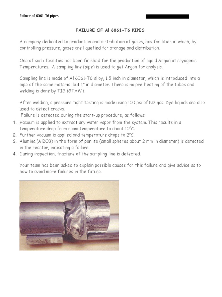 Materials Technology - Failure of Al 6061 Pipes | PDF | Pipe (Fluid ...