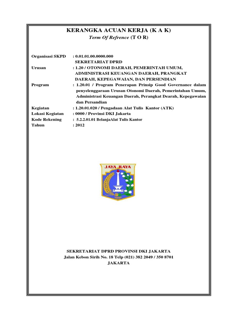 TOR Pengadaan ATK PDF | PDF