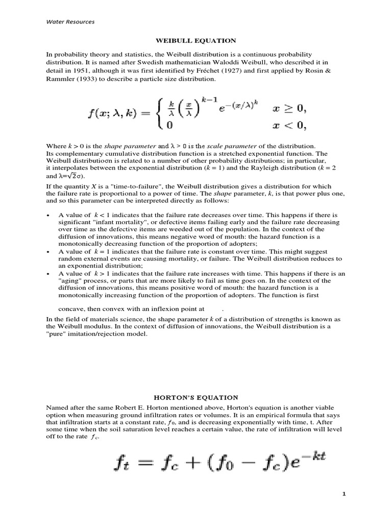 Weibull Equation: Water Resources | PDF | Applied And Interdisciplinary ...