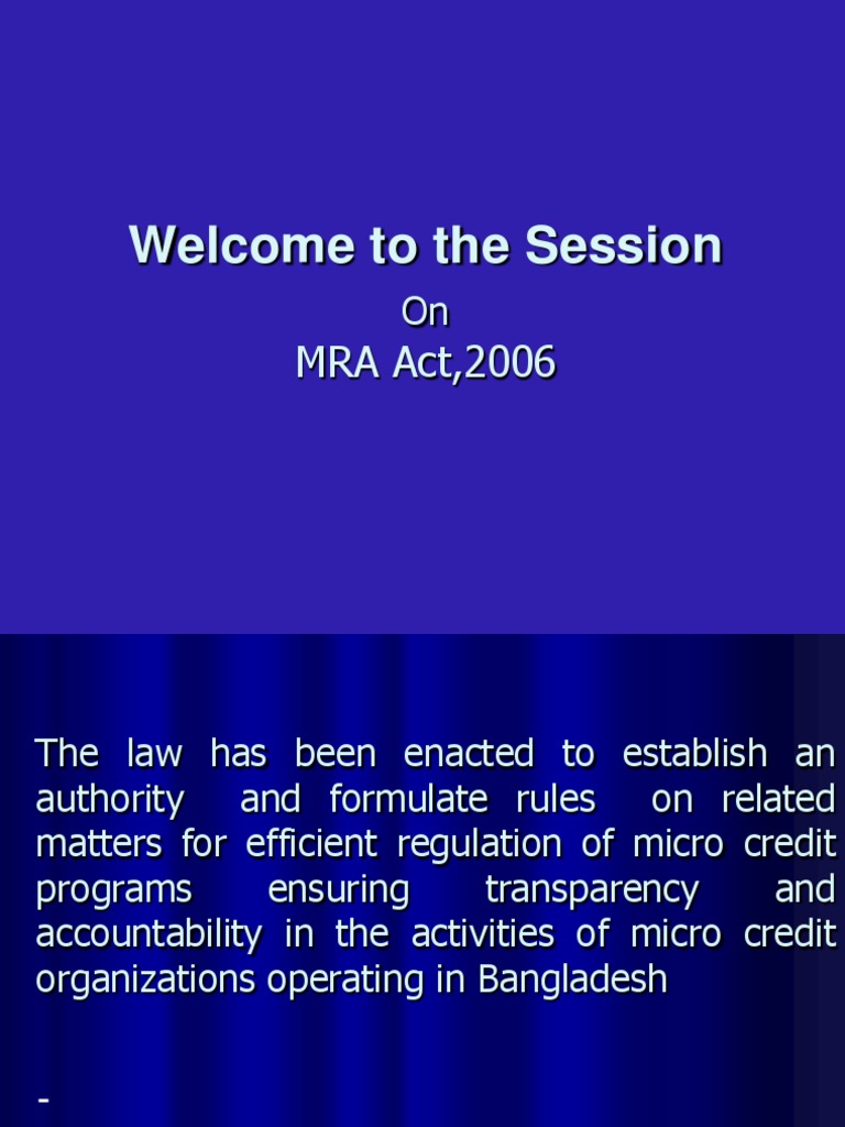Mra Act, 2006 | PDF | Deposit Account | Microcredit