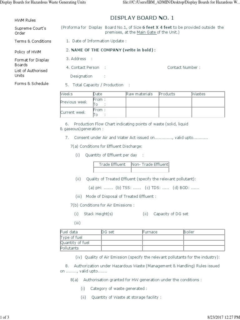 Hazardous Waste Display Board Formats | PDF | Hazardous Waste | Waste ...