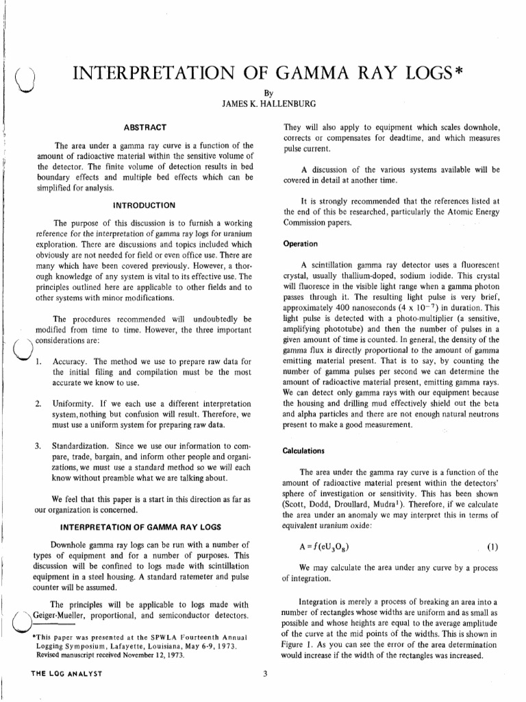 Gamma Ray Log | PDF | Gamma Ray | Chemistry