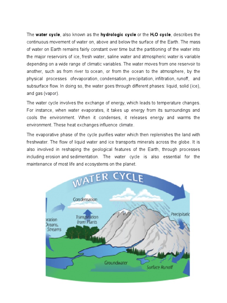 The Water Cycle: Evaporation, Condensation and Movement of H2O | PDF