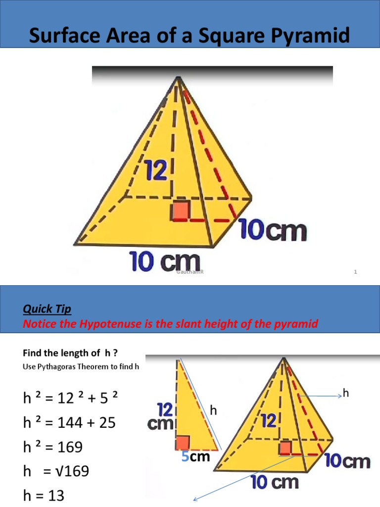 Surface Area of A Square Pyramid: 1 Gauthamr | PDF