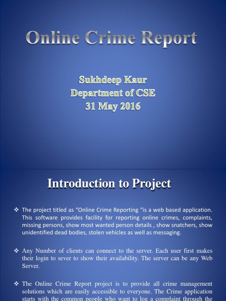 Crime Report Management System | PDF | Web Application | Server (Computing)