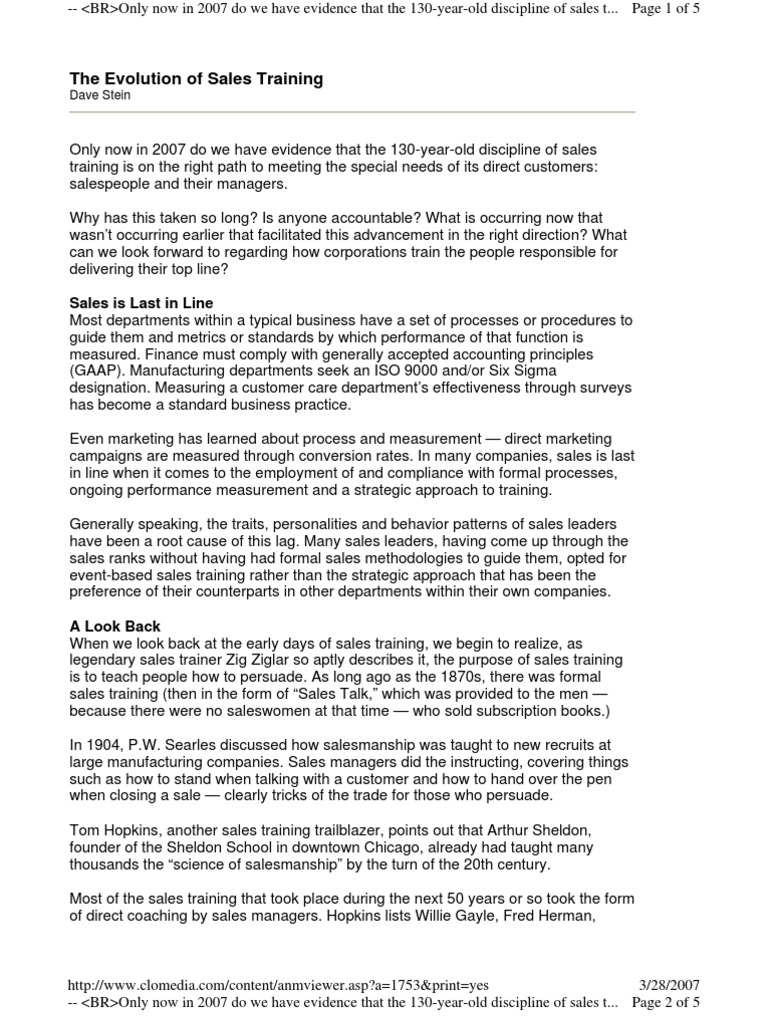 ESR-Evolution of Sales Training | PDF | Sales | Business Economics