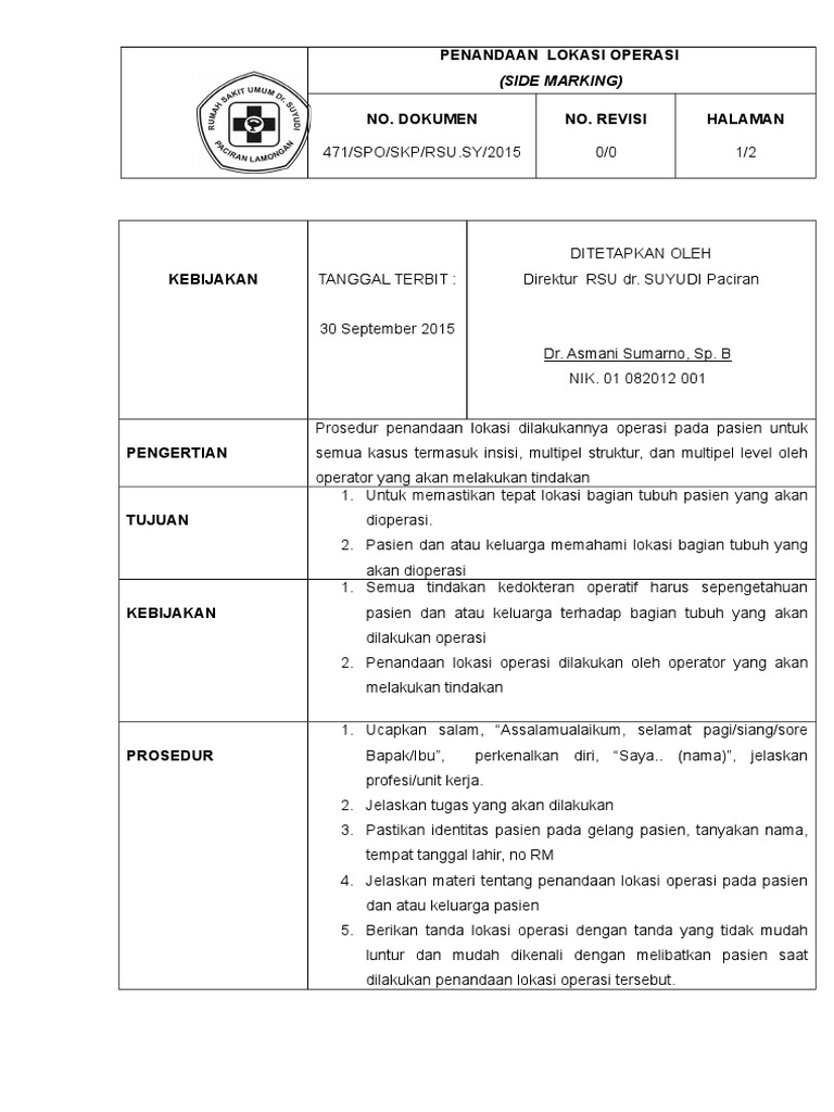 Penandaan Lokasi Operasi | PDF