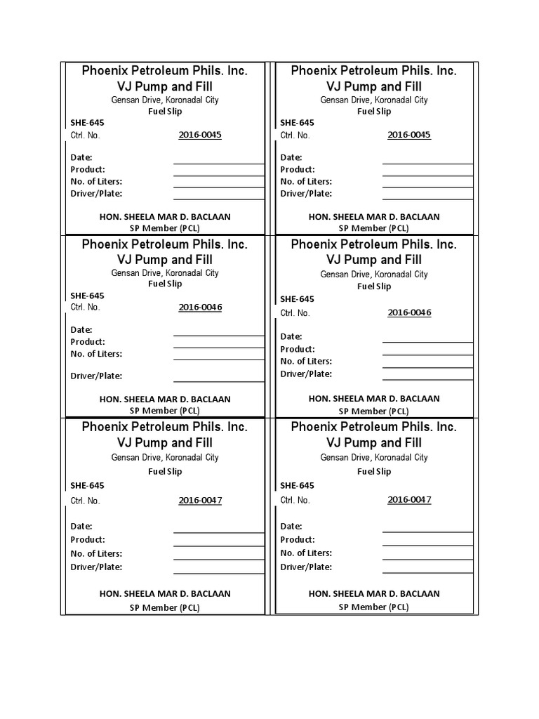 Fuel Slip Documentation for Phoenix Petroleum | PDF | Home & Garden