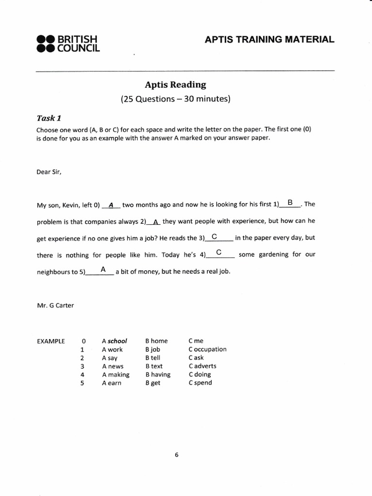 Aptis Reading PDF | PDF