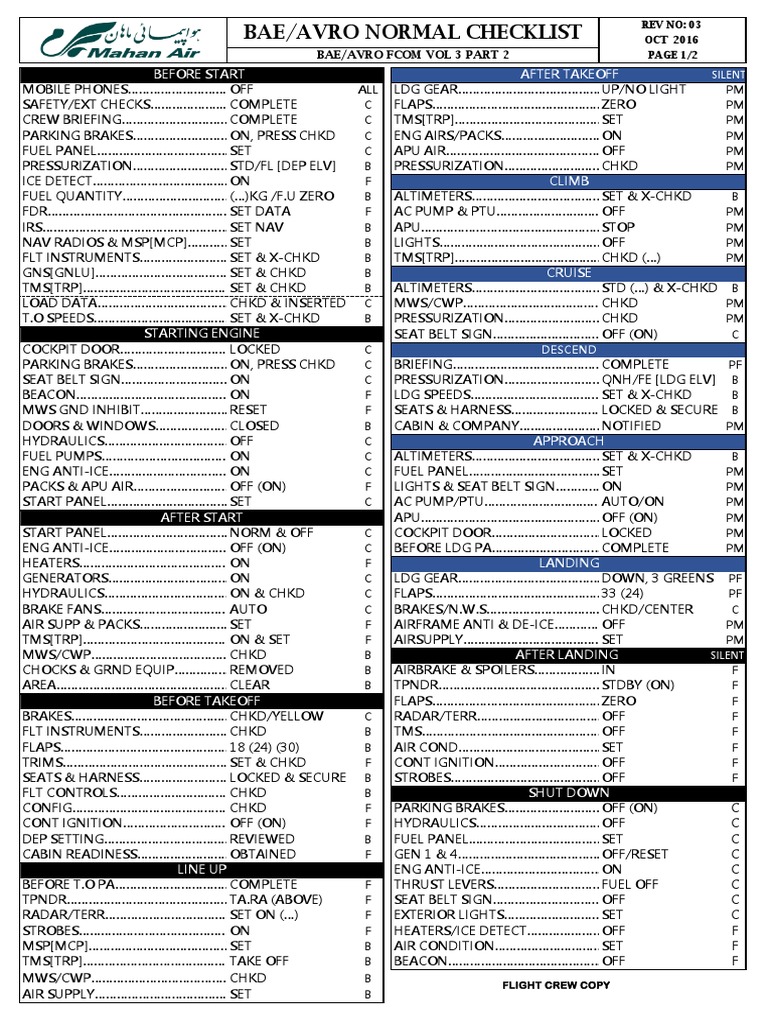 BAe CHECKLIST PDF | PDF | Aviation Safety | Aviation