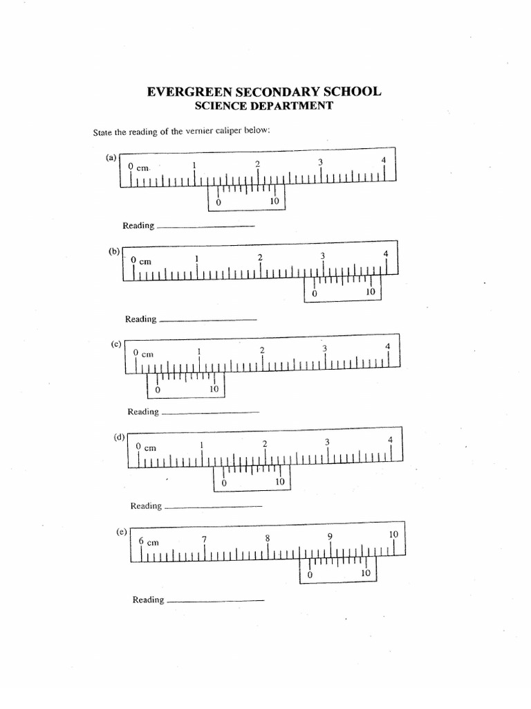 1.1 Assignment Vernier-Micrometer-Worksheet-With-Answers PDF | PDF