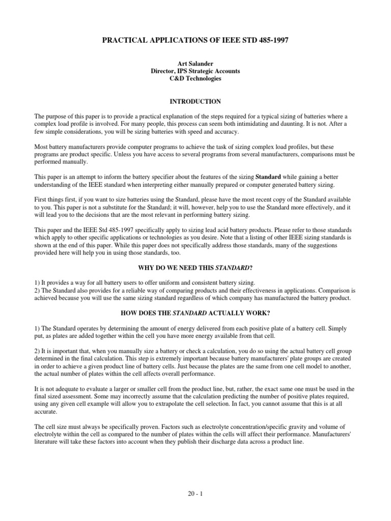 Practical Guide to IEEE Std 485-1997 | PDF