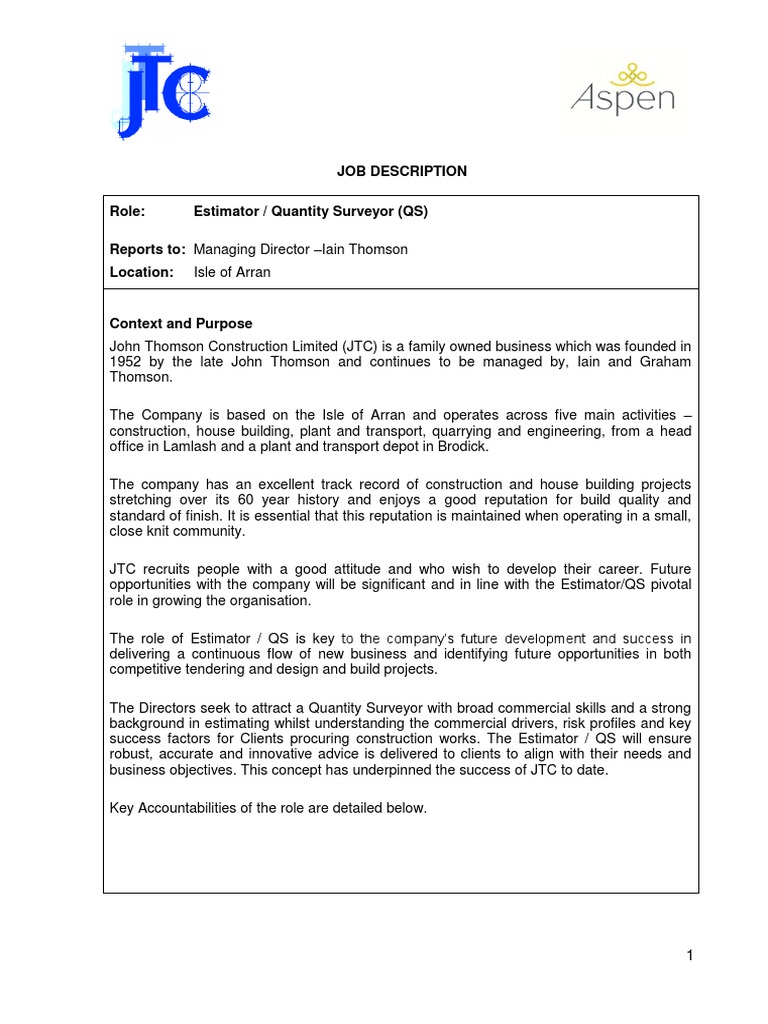 Job Description & Person Specification PDF | PDF | Specification ...