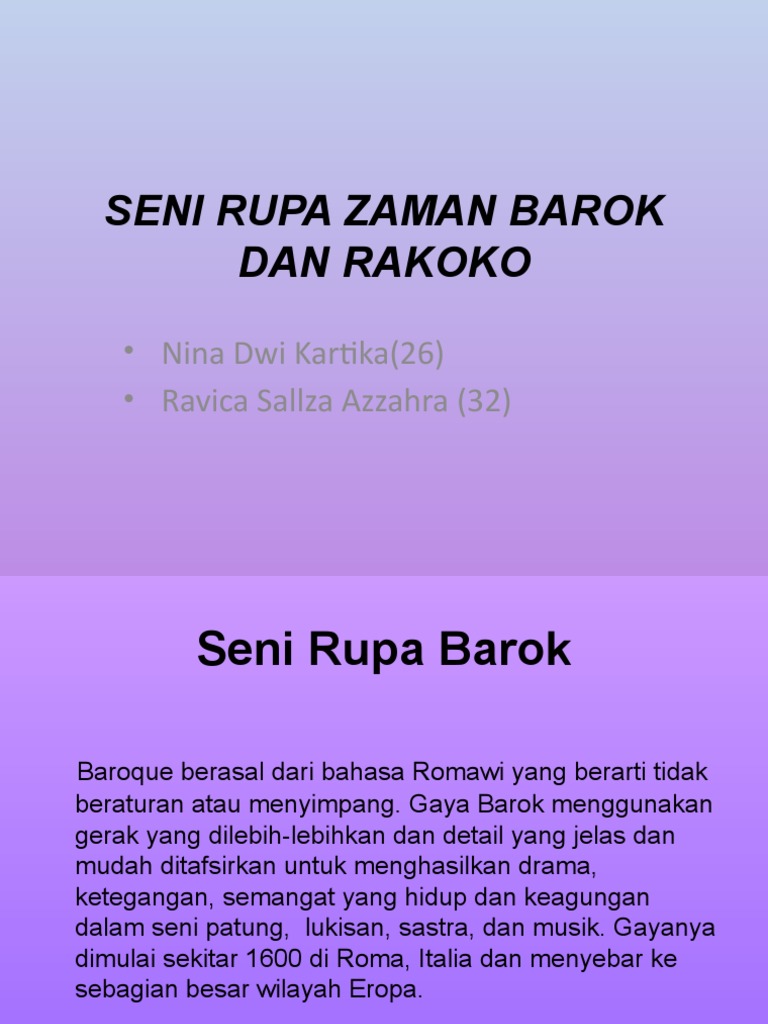 Seni Rupa Zaman Barok Dan Rakoko.. | PDF | Klasik