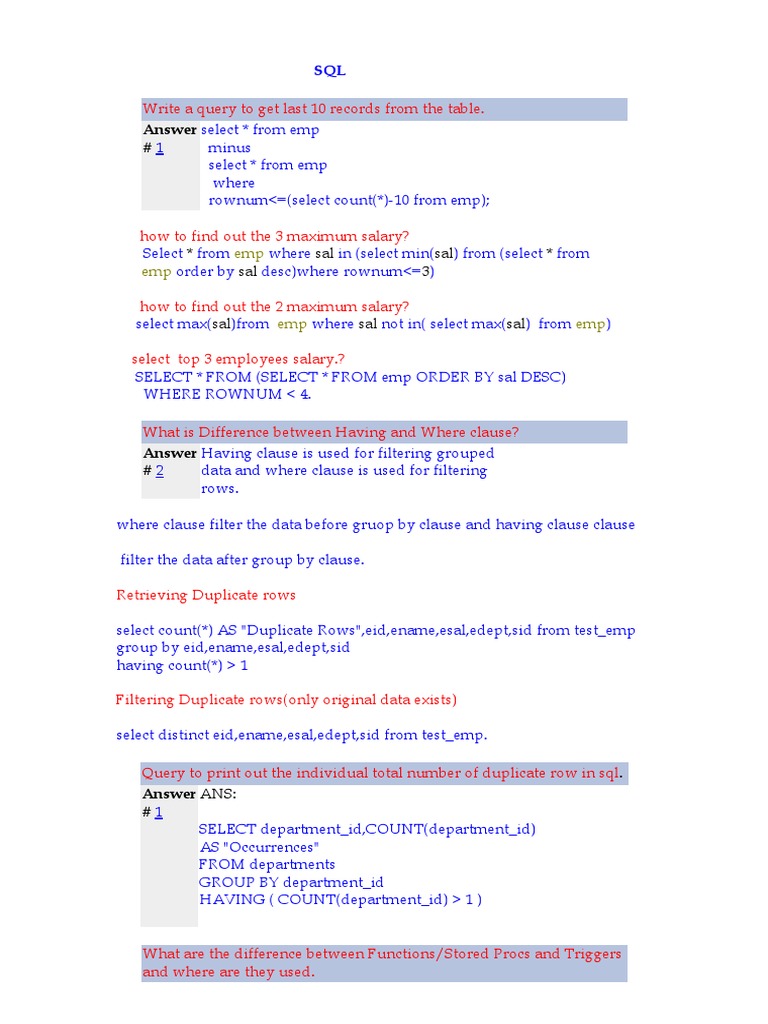 Sqlqueries Imp Interview Questions 2 Pdf Database Index Sql 6790