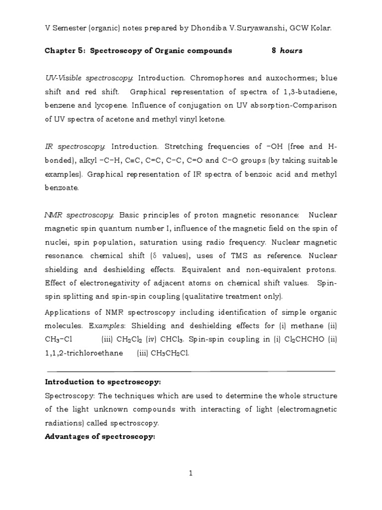 Chapter 5 Organic Spectroscopy. | PDF | Electromagnetic Radiation ...