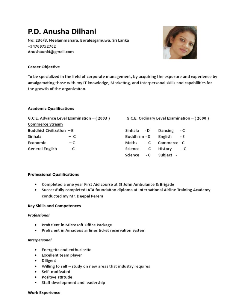 CV - Anu | PDF | Further Education | Science