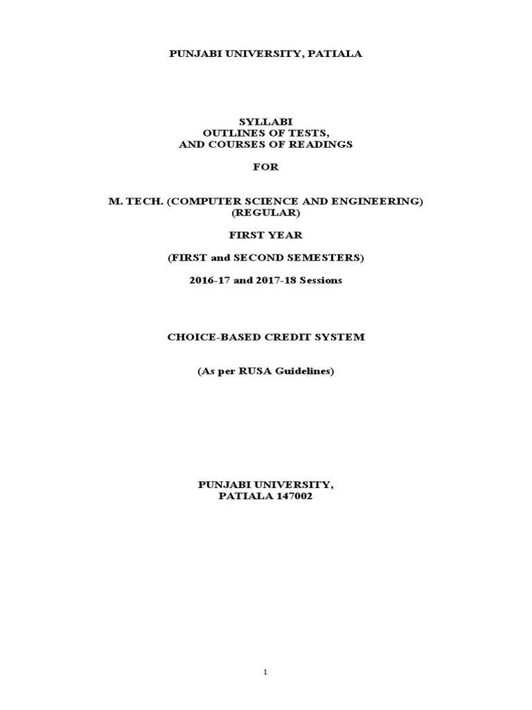 Mtech Cse Regular Part I Semester I And Ii Pdf Constructor