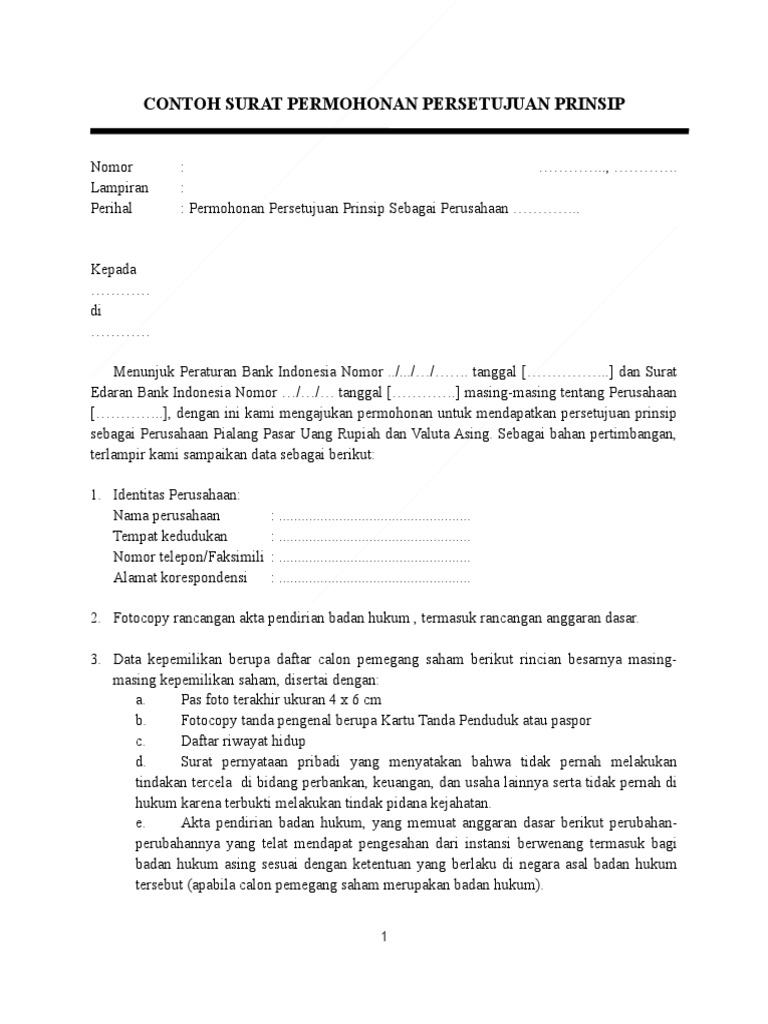 Surat Permohonan Persetujuan Prinsip | PDF