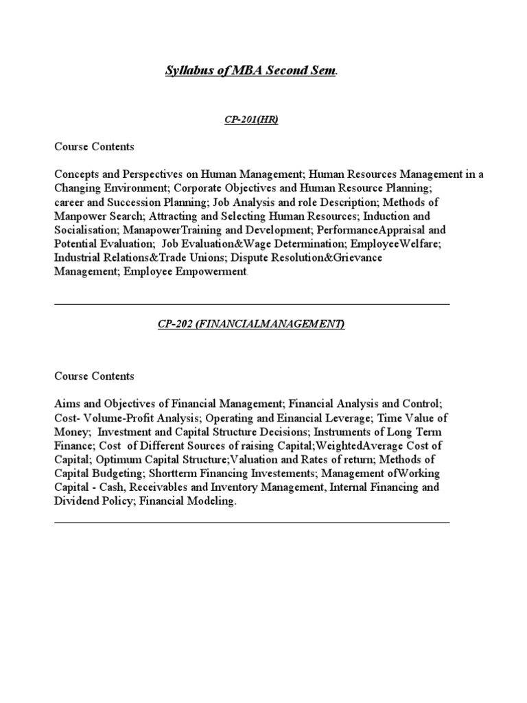 MBA Syllabus | PDF | Marketing | Statistics