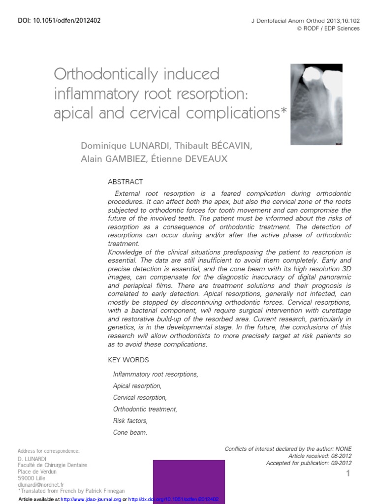 Orthodontically Induced Inflammatory Root Resorption | Download Free PDF | Orthodontics | Dentin