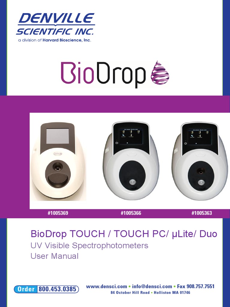 Denville BioDrop Spectrophotometers User Manual V2 | Spectrophotometry ...