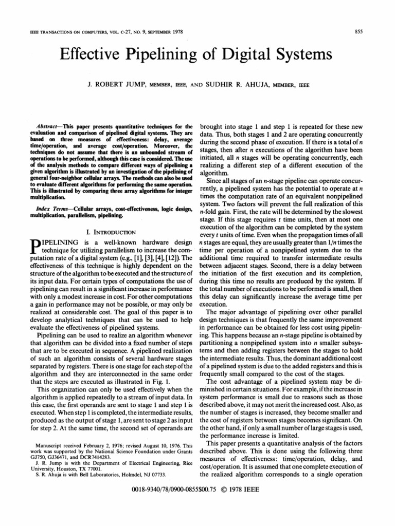 Pipelining: Effective of Digital Systems | PDF | Algorithms | Array Data Structure