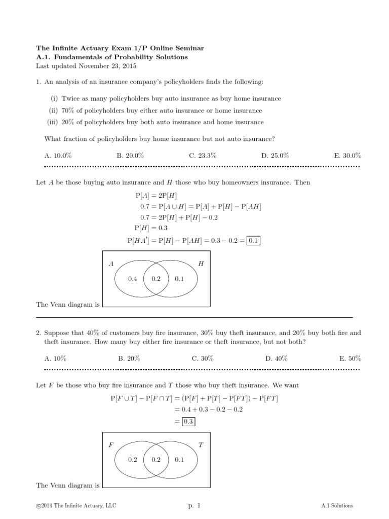 A1 Fundamentals Solutions Combined | PDF | Insurance | Teaching Mathematics