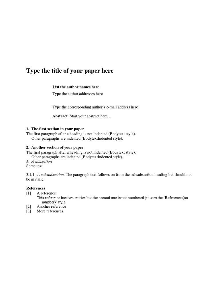 Type The Title of Your Paper Here: 3. A Subsection | PDF