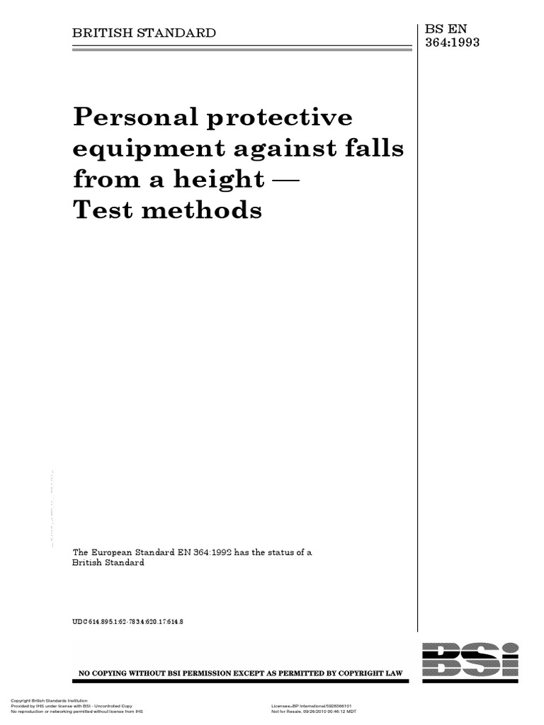 BS - EN - 364 - 1993-Personal Protective Equipment Against Falls From A ...