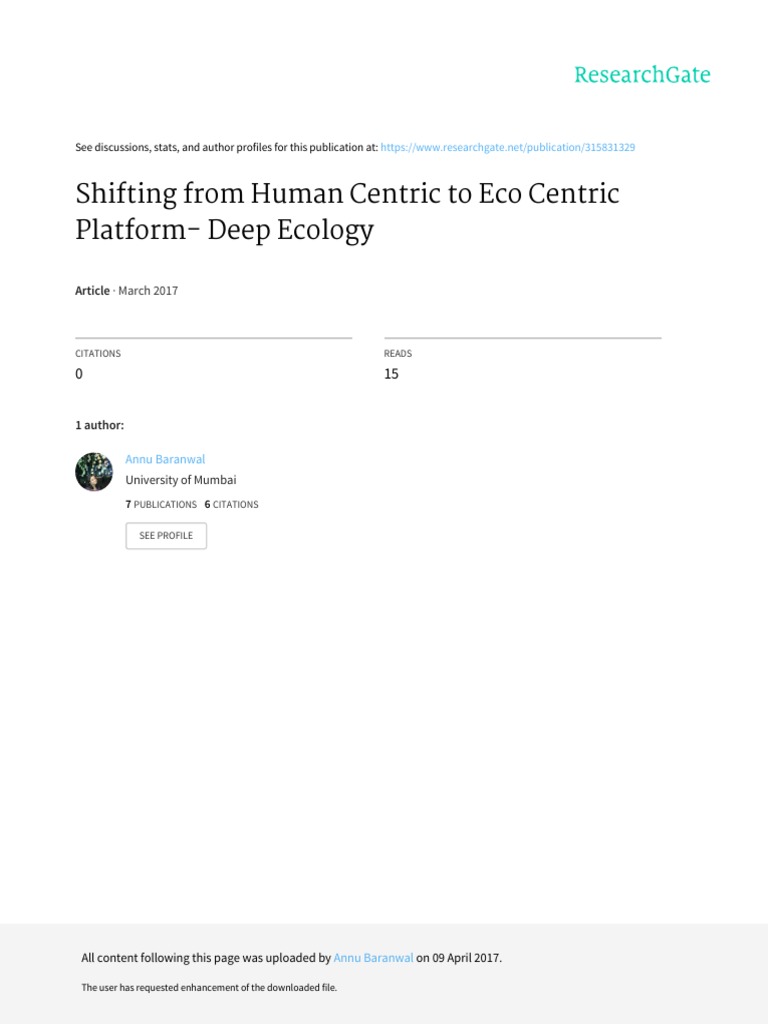 Shifting From Human Centric To Eco Centric Platform-Deep Ecology | PDF ...
