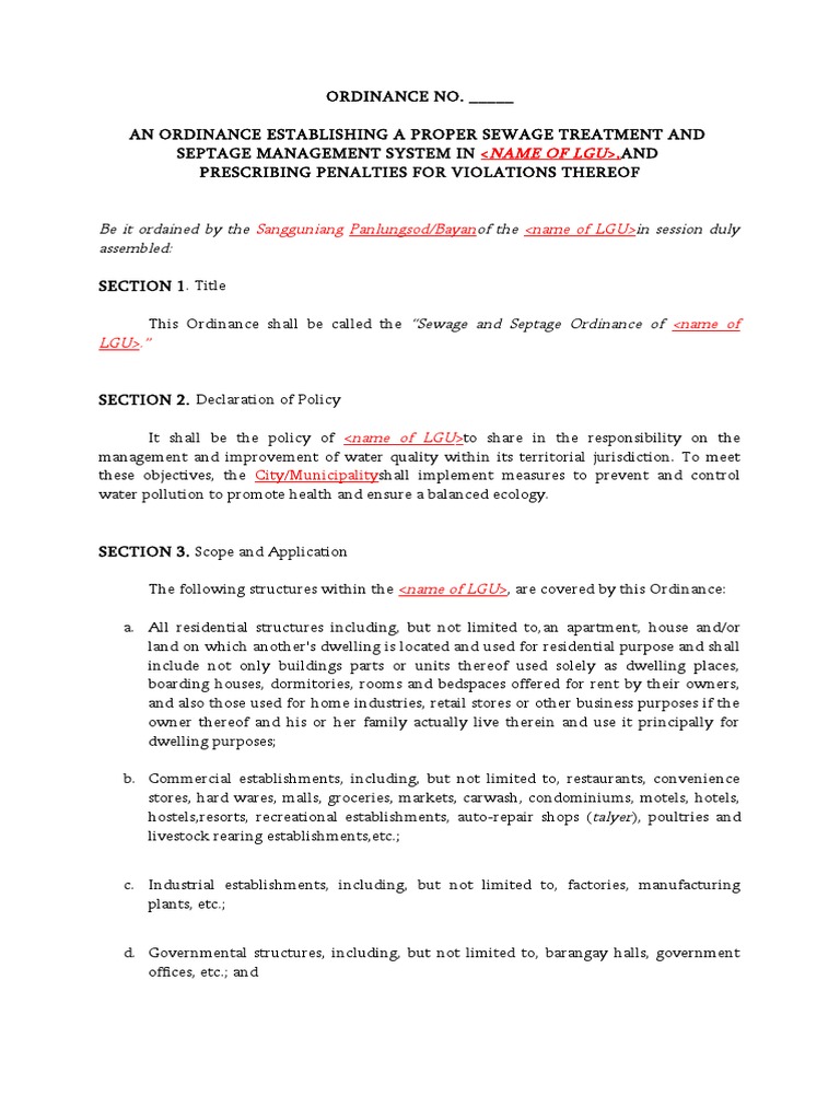 Septage Ordinance | Download Free PDF | Sanitary Sewer | Sewage