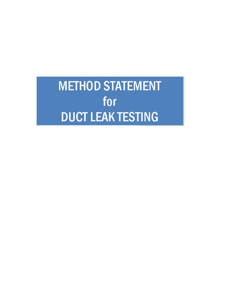 Method Of Statement For Duct Pressure Test Pdf Duct Flow Leak