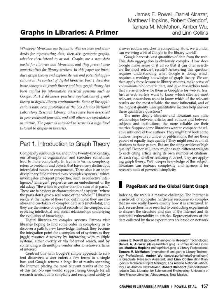 Graphs in Libraries: A Primer: Part 1. Introduction To Graph Theory ...