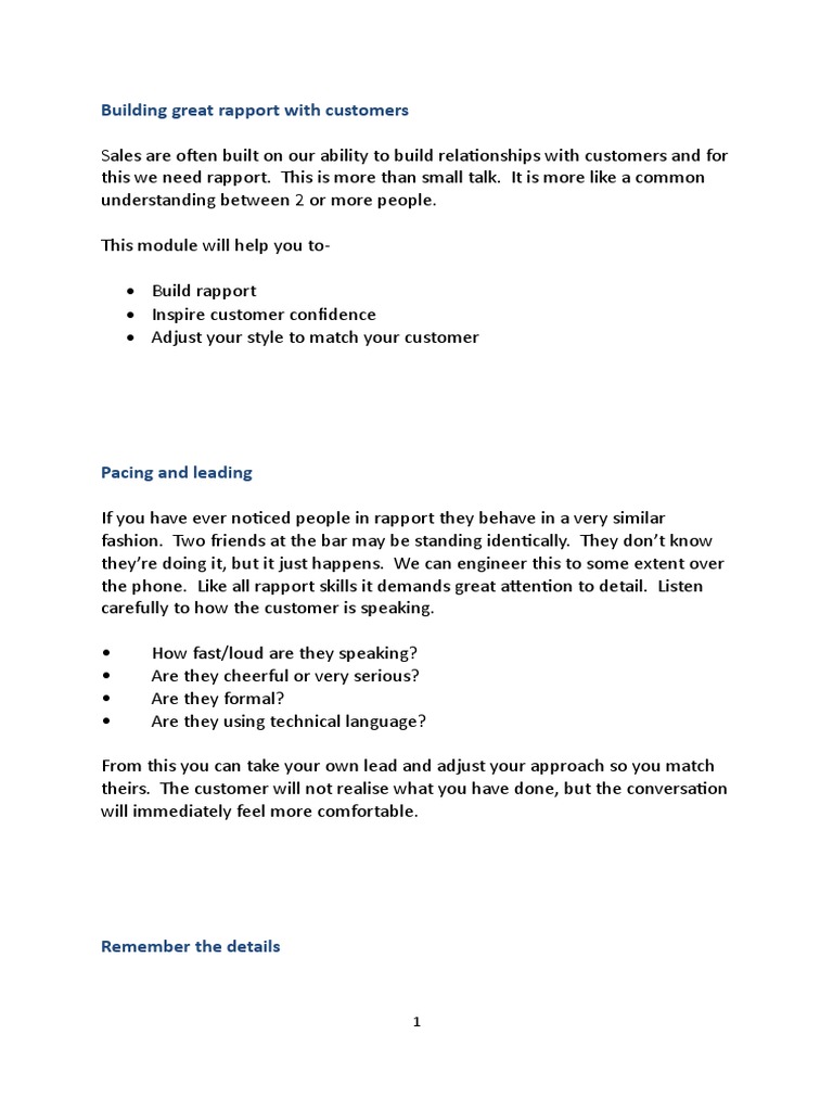Building Rapport 2 | PDF | Conversation | Psychological Concepts