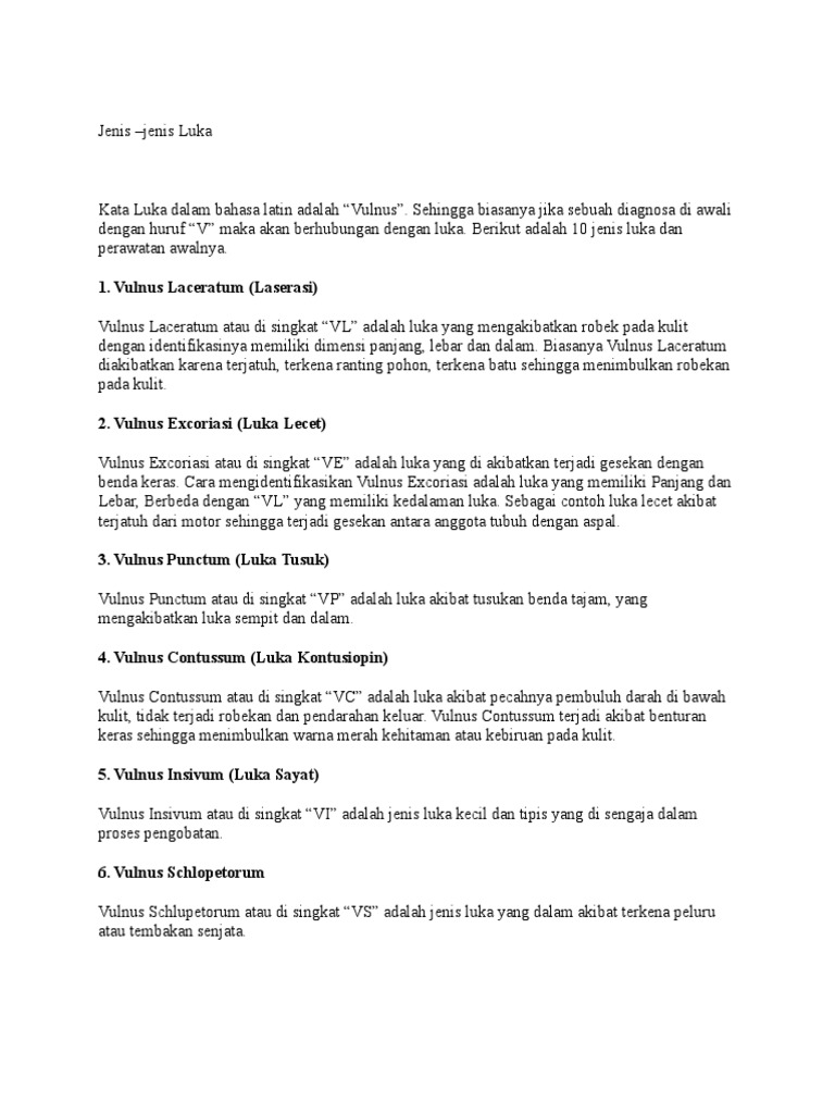 Jenis Jenis Luka | PDF