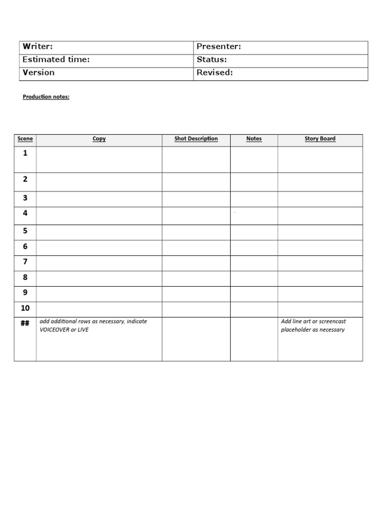 Storyboard Script Template | PDF