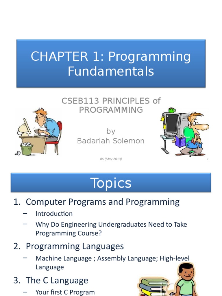 Chapter 1 Programming Fundamentals Cseb113 Principles Of Programming Pdf Computer 