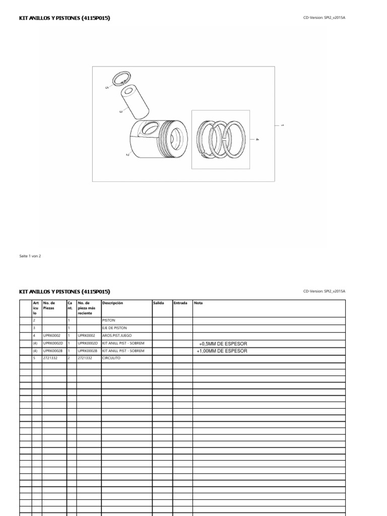 Kit Anillos y Pistones (4115p015) | PDF