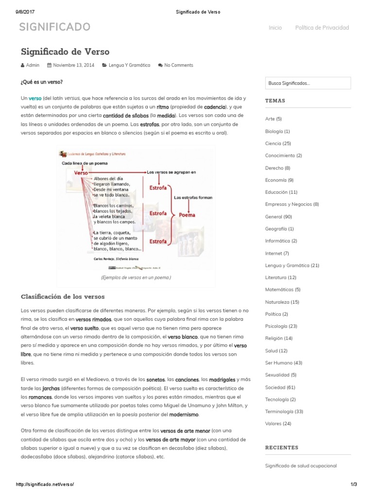 Significado de Verso PDF | PDF | Rima | Poesía