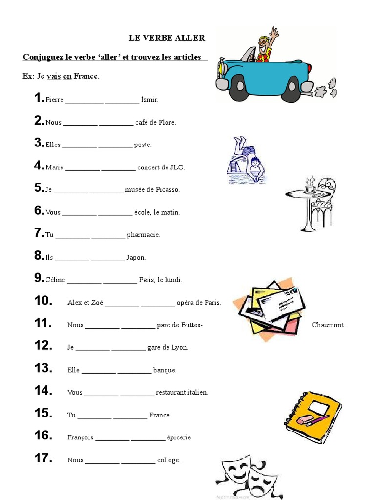 Le Verbe Aller Feuille Dexercices | PDF