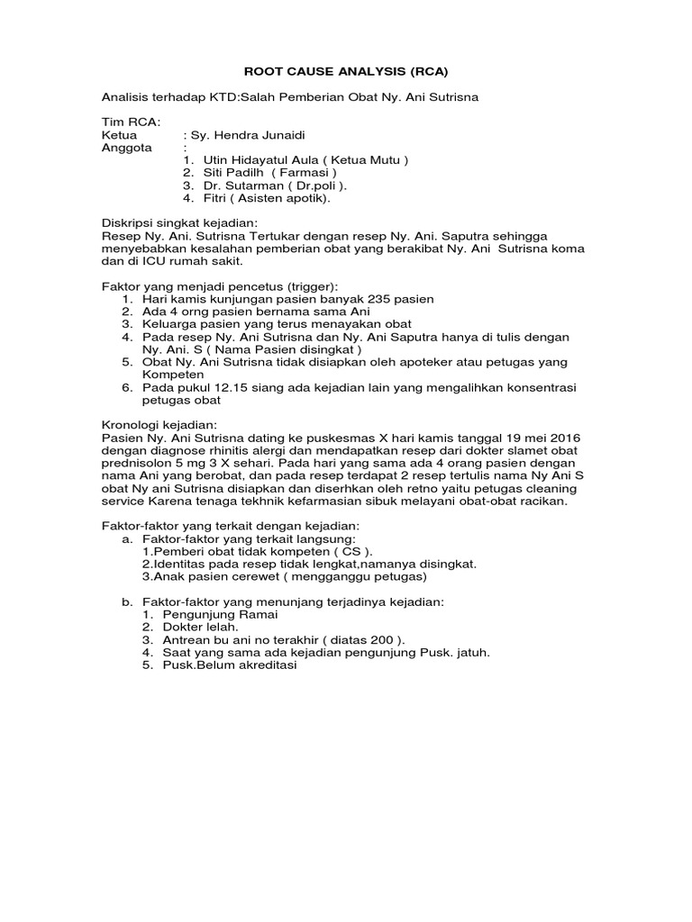 Contoh Root Cause Analysis S. Besar | PDF