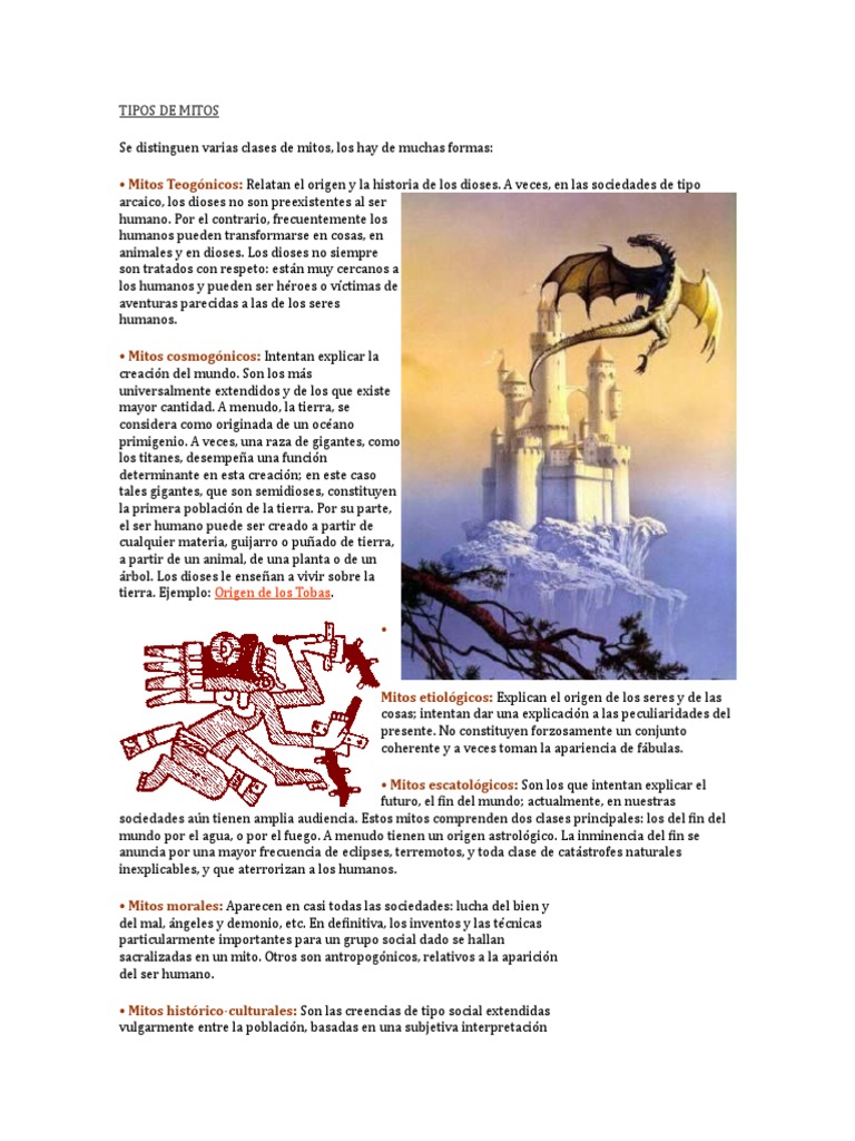 Tipos de Mitos y Ejemplos Relevantes | PDF | Leyendas | Mitología
