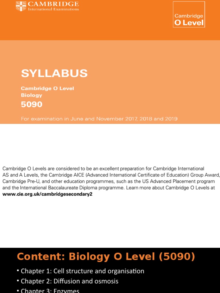 O Level Biology 5090 Syllabus | PDF | Science & Mathematics